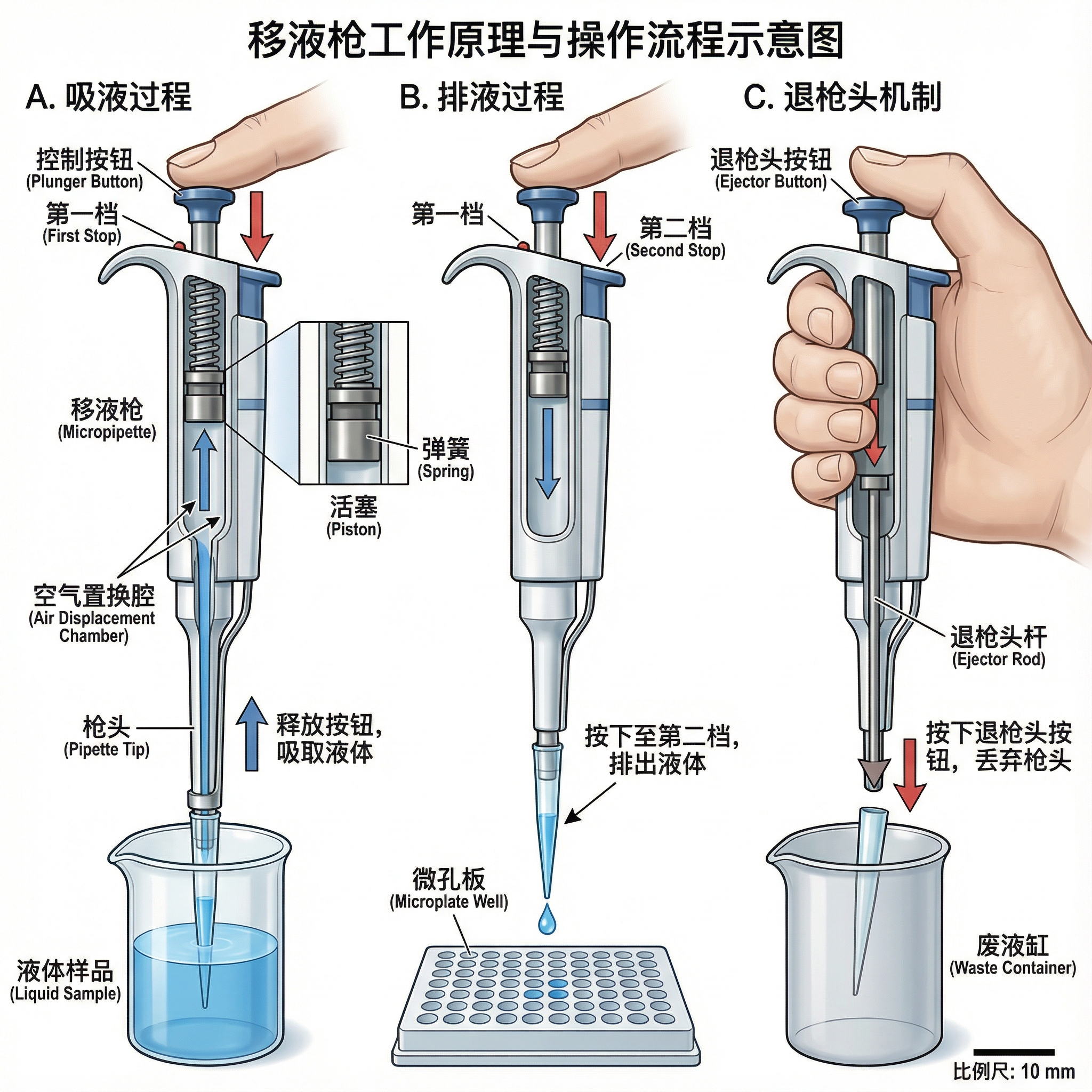A pipette with a tip attached. | SciDraw Gallery