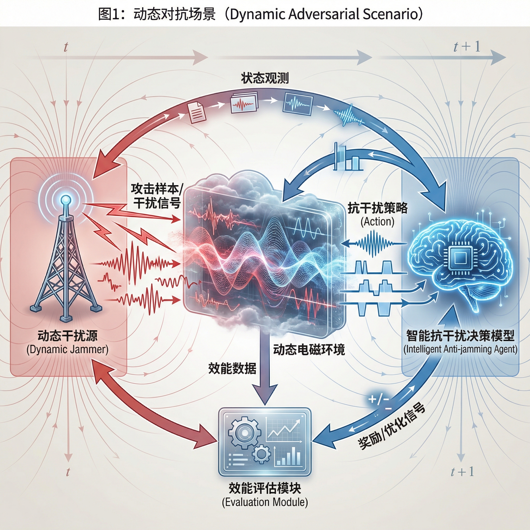 Figure 1: Dynamic Adversarial Scenario. Core concepts: cl... | SciDraw ...