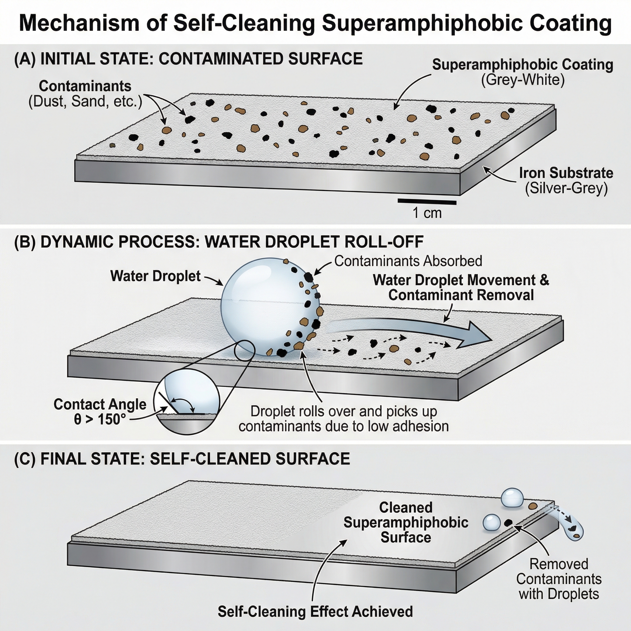 Generate a schematic diagram illustrating the self-cleani... | SciDraw ...
